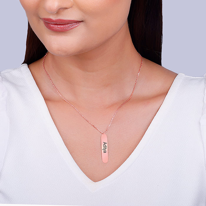 Personalised Rose Gold Charming Two Sided Necklace – GIVA Jewellery