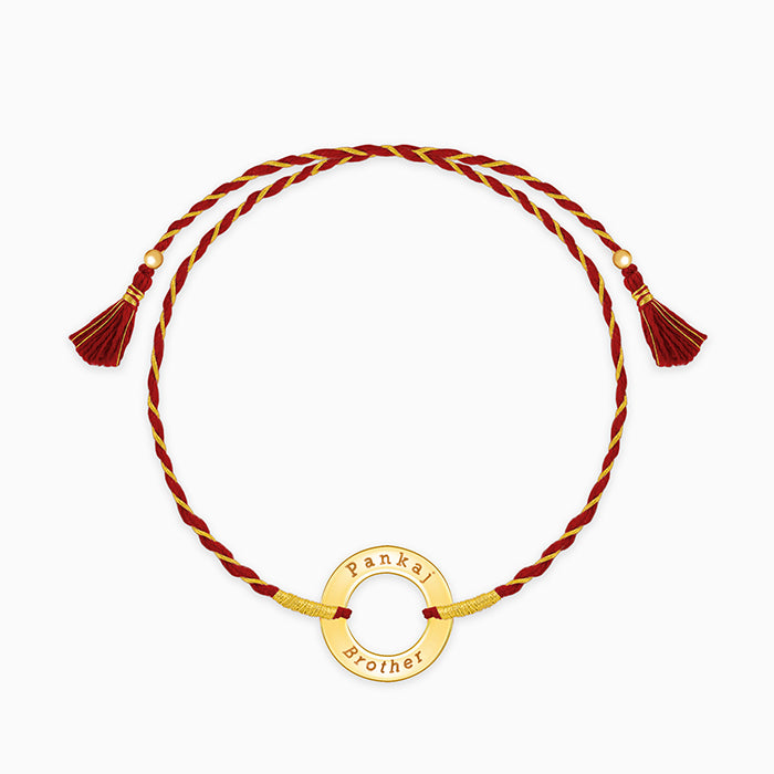 Golden Personalised Circular Rakhi | GIVA – GIVA Jewellery
