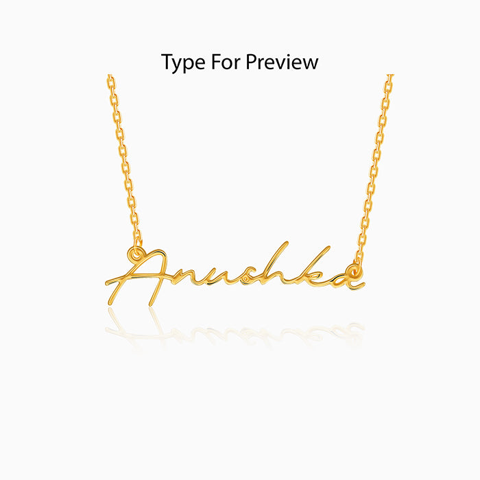 Golden Personalised Signature Name Necklace – GIVA