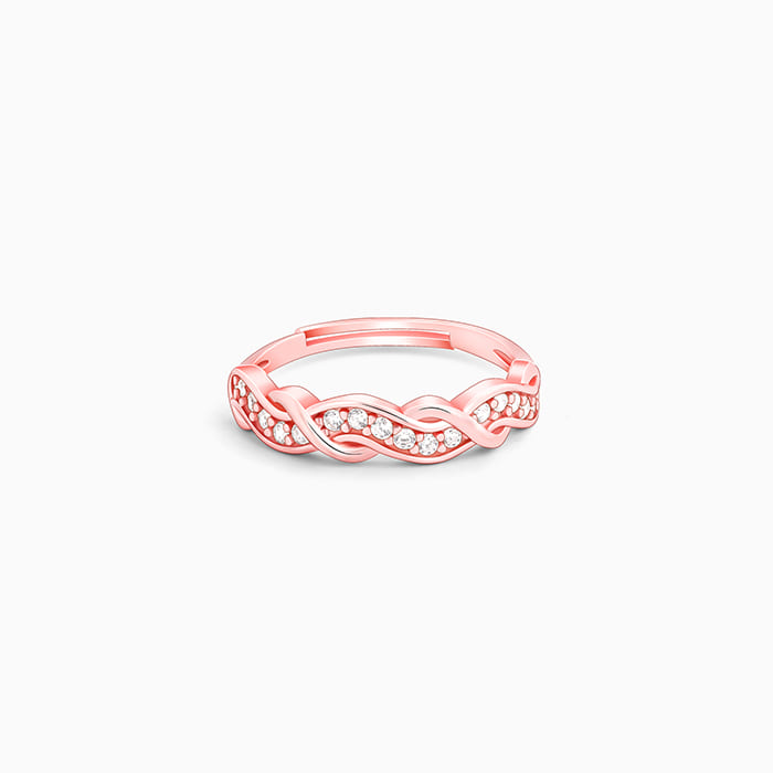 Rose Gold Zircon Winding Wave Ring – GIVA