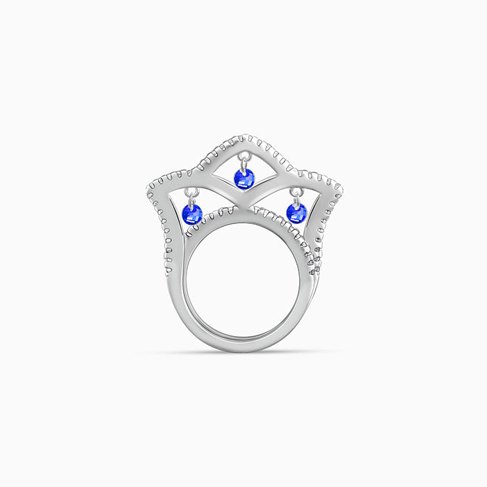 Silver Blue Regal Crown Ring – GIVA