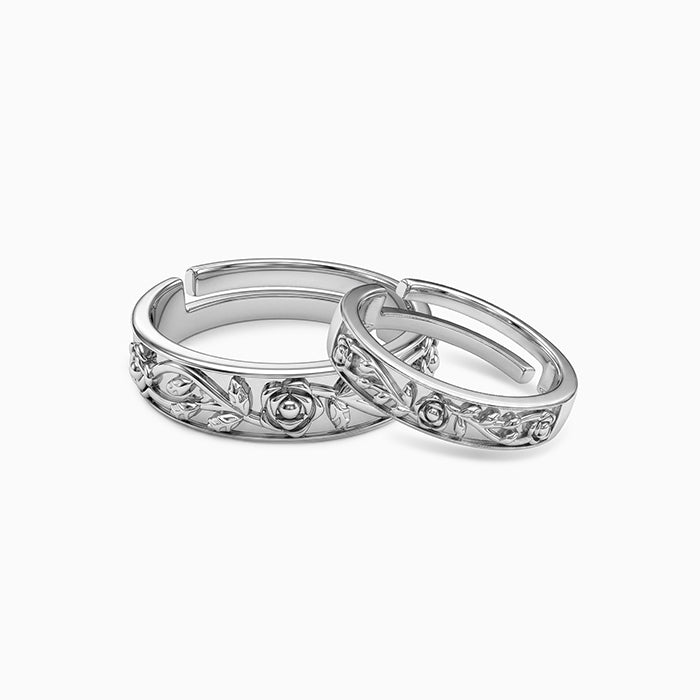 Silver Woven Promise Couple Rings – GIVA