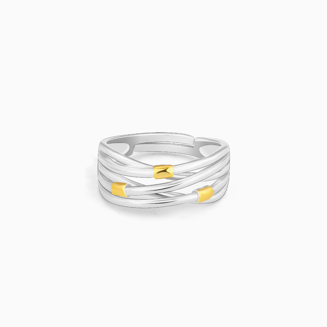 Silver and Golden Weave Ring – GIVA