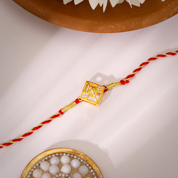 Buy Golden Swastik Square Rakhi Online at Best Prices – GIVA