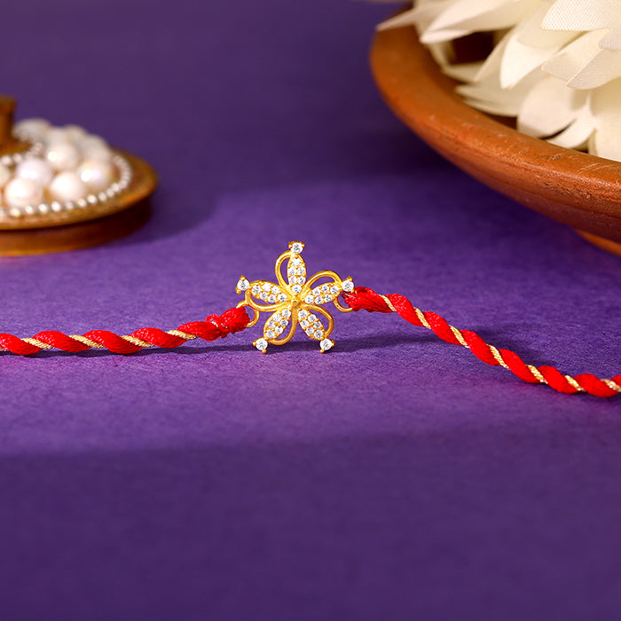 Buy Golden Sparkling Flower Rakhi at Best Price – GIVA