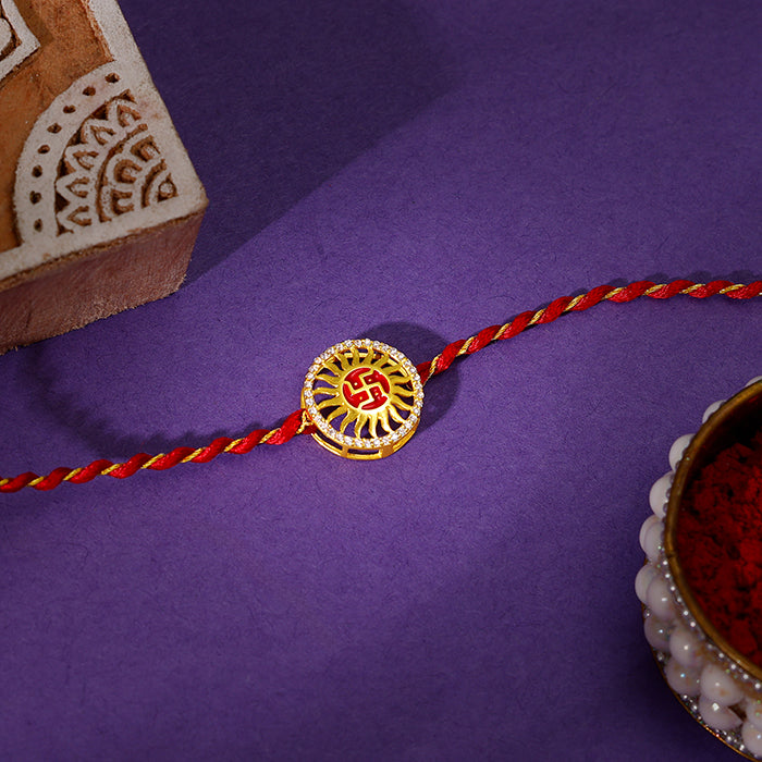 Golden Swastik Chakra Rakhi – GIVA