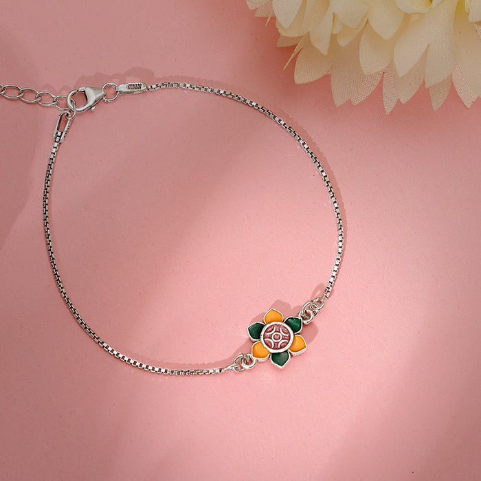 Silver Floral Bracelet Rakhi – GIVA