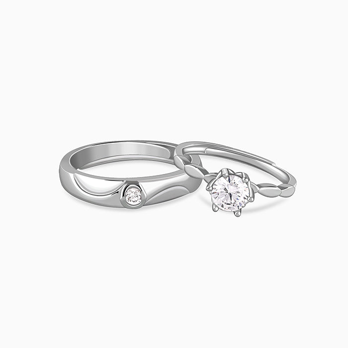 Silver One Beat Couple Rings – GIVA