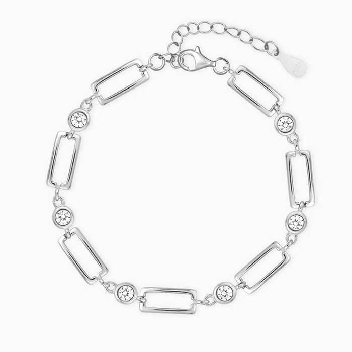 Silver Rectangular Link Chain Bracelet – GIVA