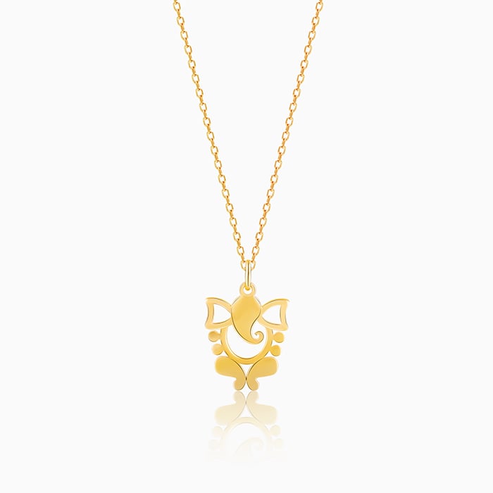 Golden Ganapati Silhouette Pendant with Link Chain – GIVA