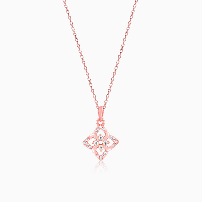 Rose Gold Double Rosette Pendant with Link Chain – GIVA