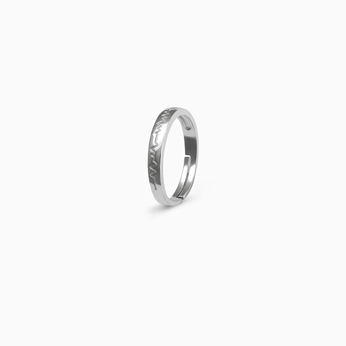 Buy Silver Heartbeat Couple Rings at Best Price – GIVA Jewellery