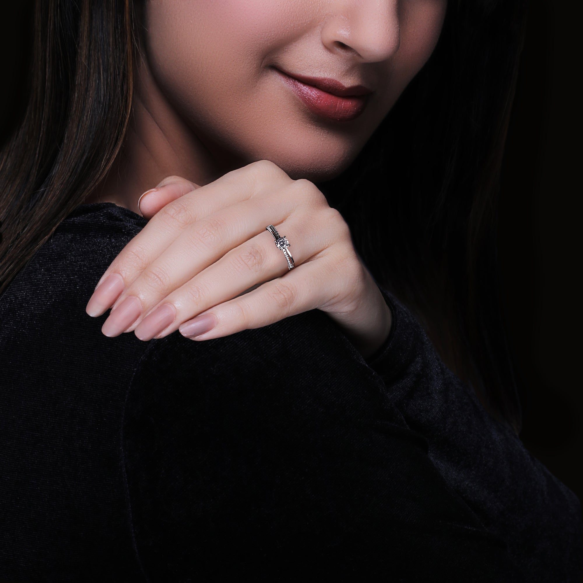 Silver Zircon Layered Couple Rings – GIVA Jewellery