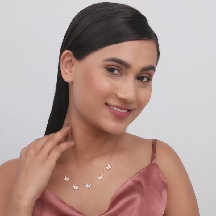 Anushka Sharma Rose Gold Wavering Wings Butterfly Necklace – GIVA Jewellery
